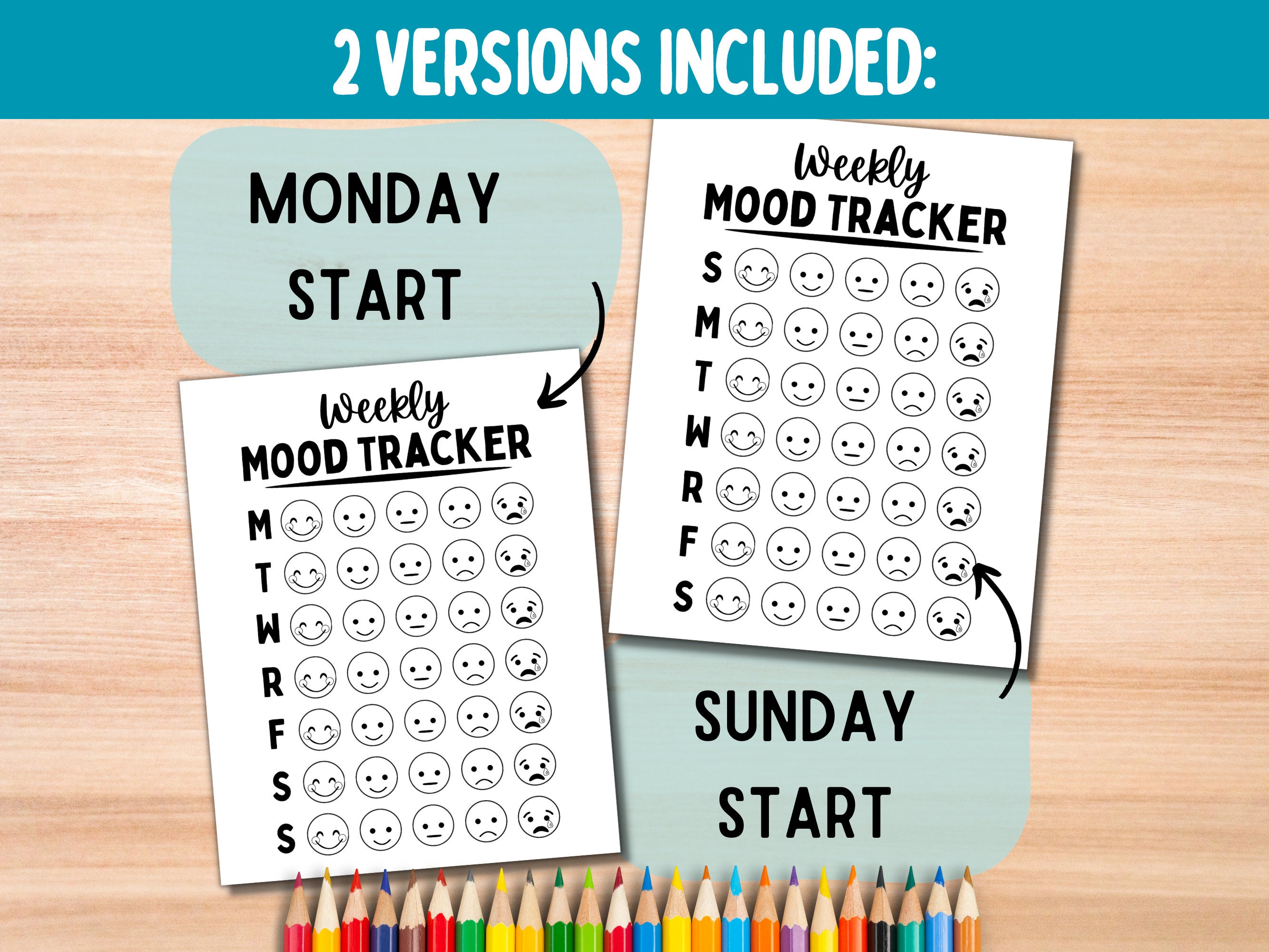 Weekly Mood Tracker for Kids Printable | Feelings Coloring Chart ...