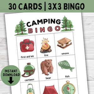Camping BINGO Card Preschool Activities, Camp Birthday Party Games ...