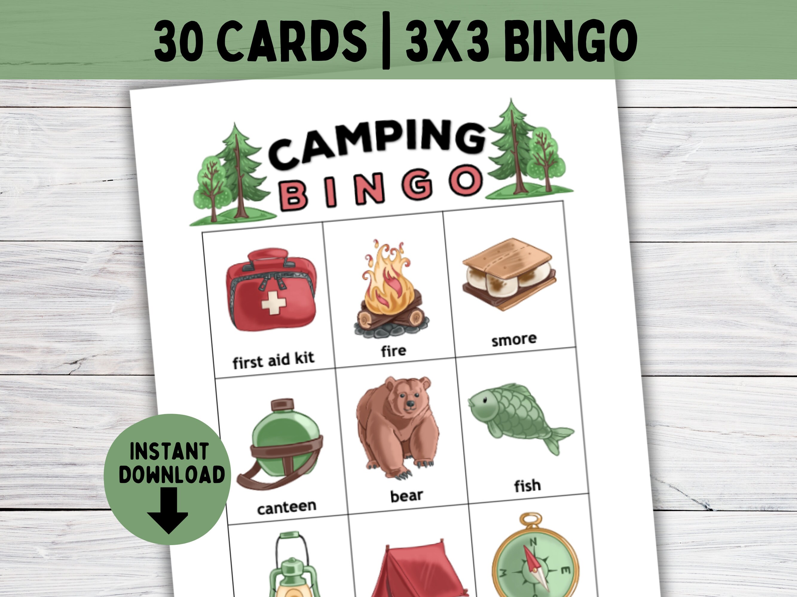Camping BINGO Card Preschool Activities, Camp Birthday Party Games ...