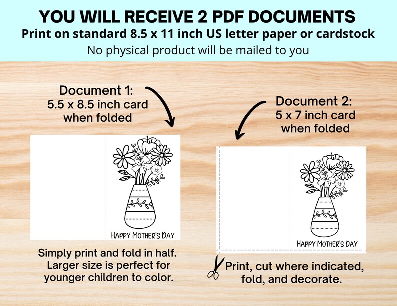 Printable Mother's Day Flower Coloring Card | Kids Art Craft Floral ...