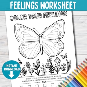 Feelings Emotions Coloring Page for Kids Art Play Therapy Worksheet ...