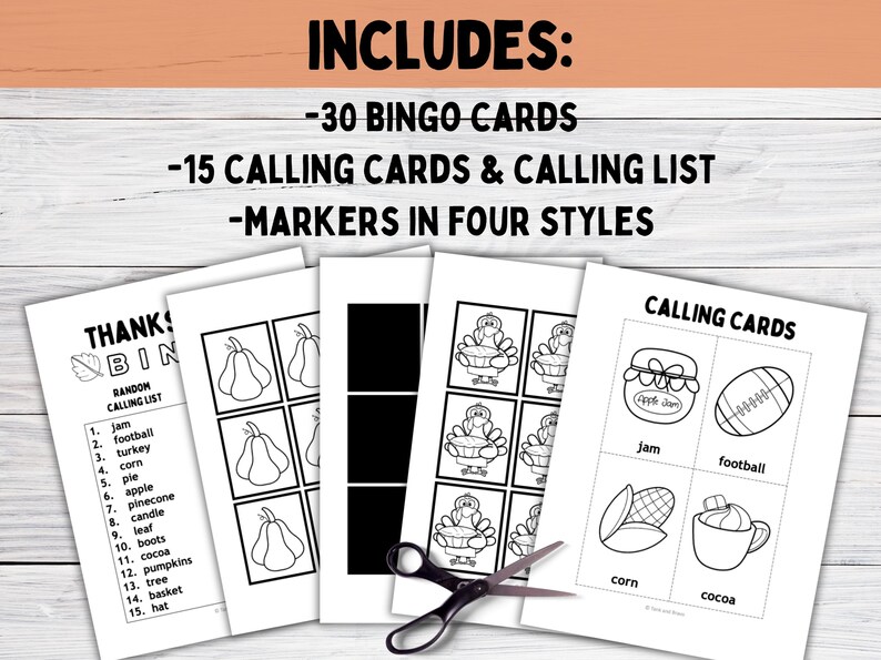 Thanksgiving BINGO Coloring Cards Preschool Activities | Printable ...
