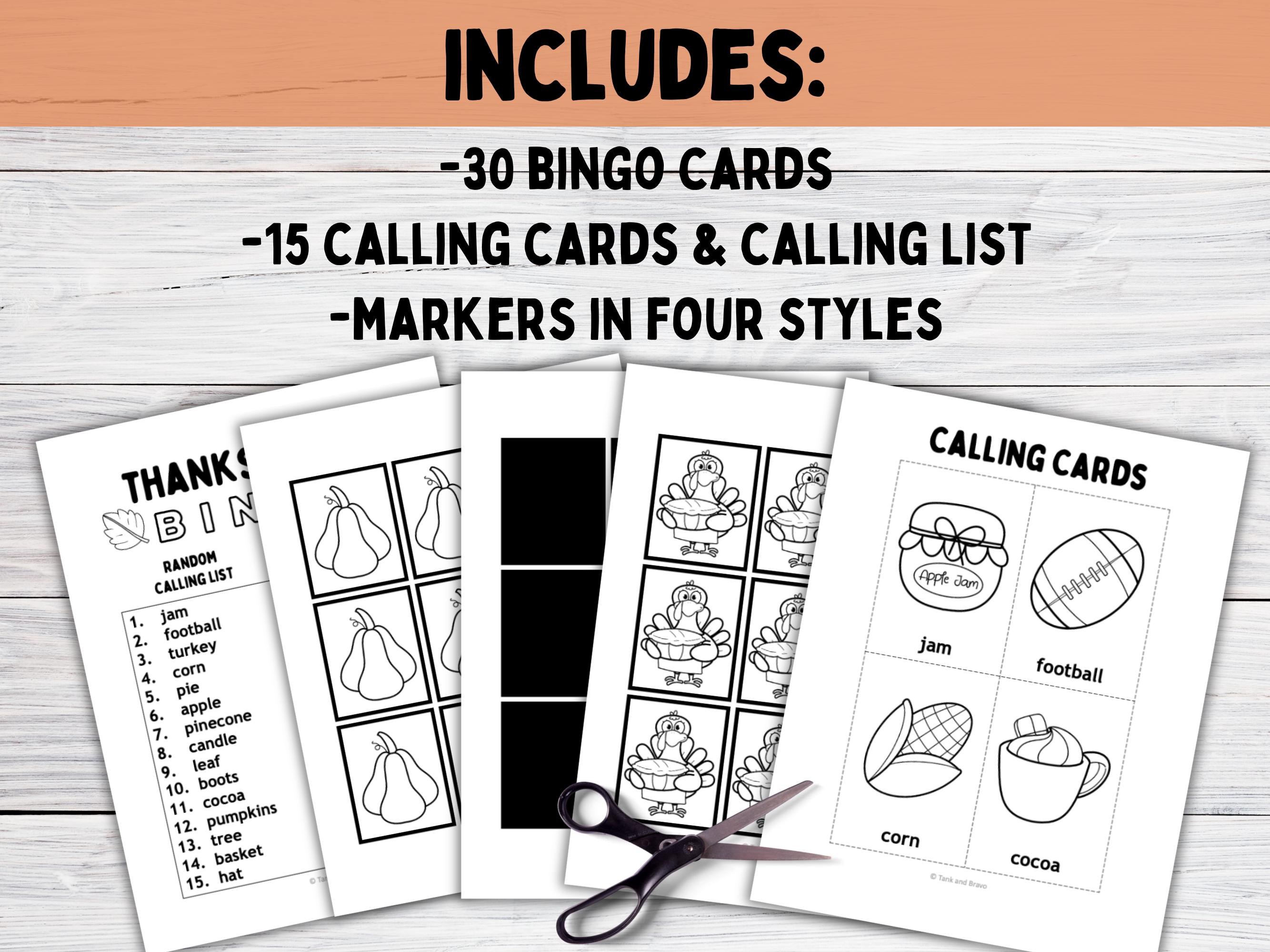 Thanksgiving BINGO Coloring Cards Preschool Activities | Printable ...