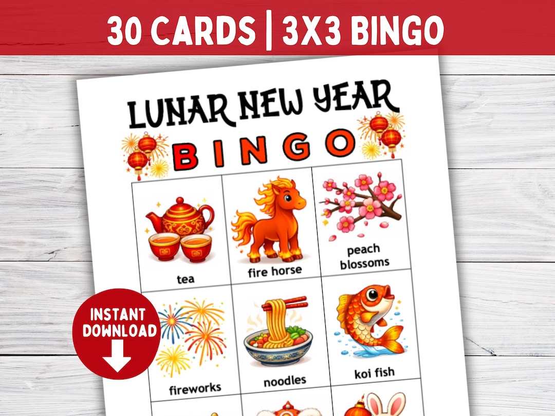 Lunar New Year BINGO Cards, Chinese New Year Preschool Activities, Prek ...