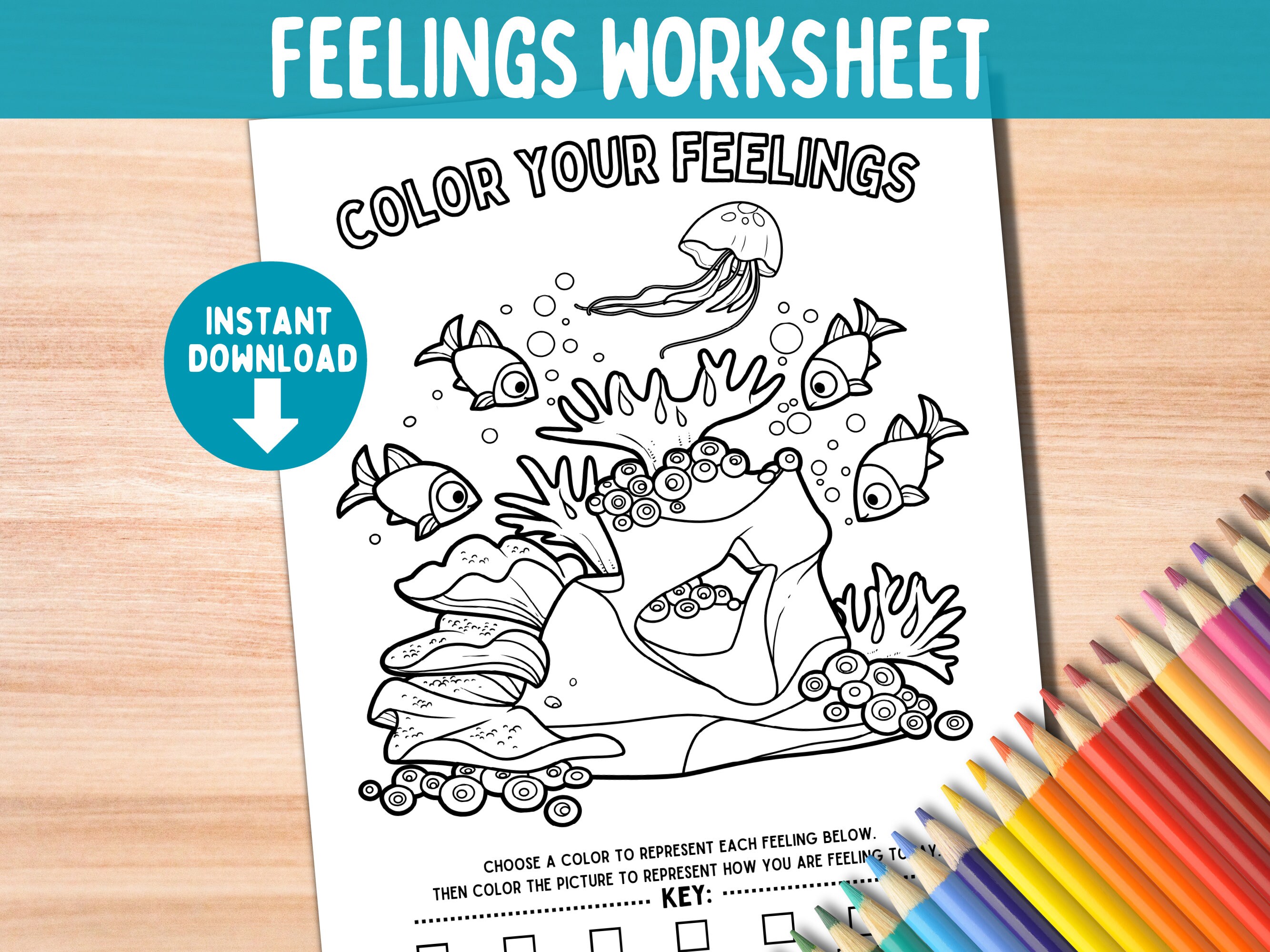 Feelings Emotions Coloring Page for Kids | Art Play Therapy Worksheet ...