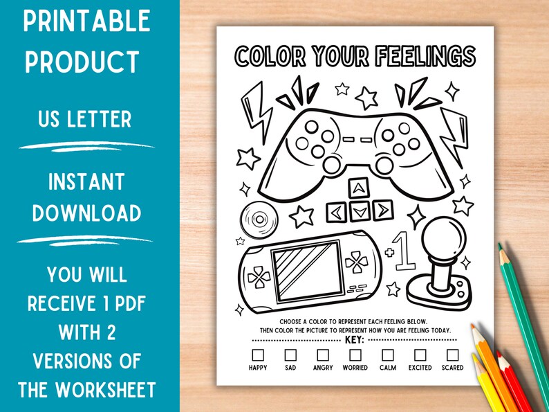 Feelings Coloring Page for Kids | Emotions Check-in Therapy Worksheet ...