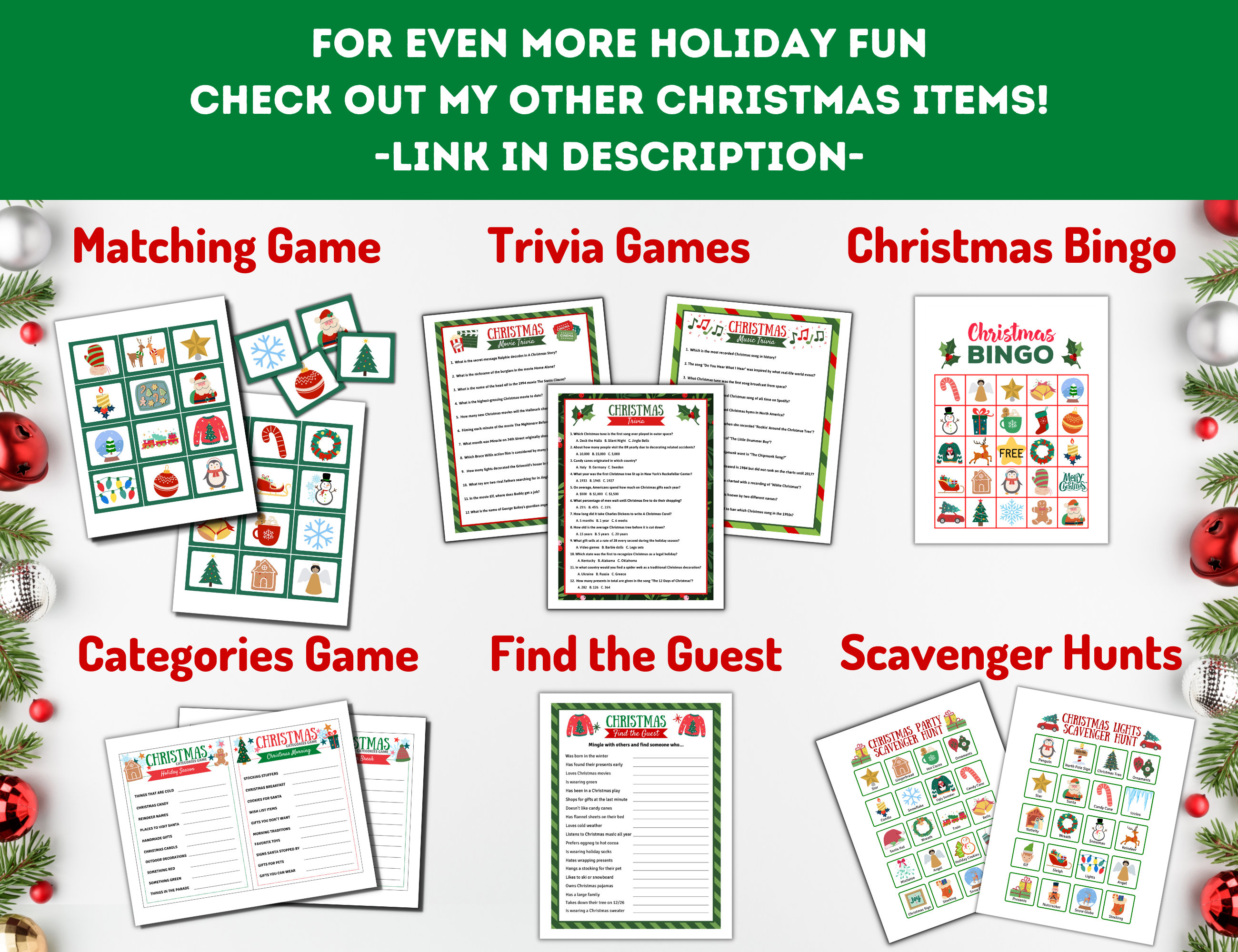 Christmas Match Game for Kids | Classroom Matching Activity | Holiday ...