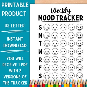 Weekly Mood Tracker for Kids Printable | Feelings Coloring Chart ...