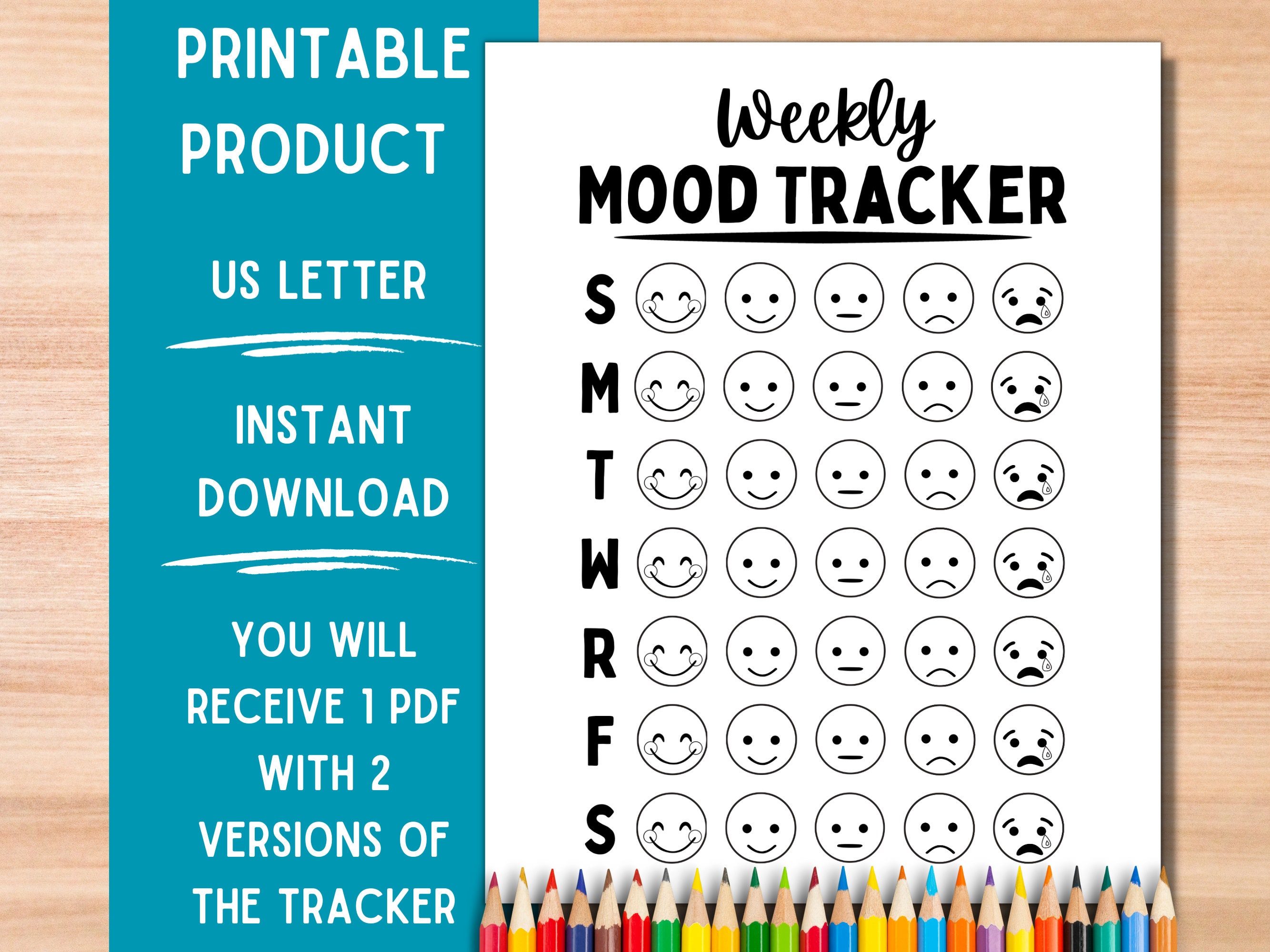 Weekly Mood Tracker for Kids Printable | Feelings Coloring Chart ...
