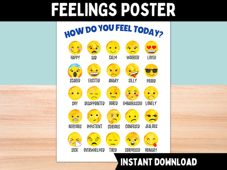 Emotions Feelings Poster for Kids and Teens | Feelings Chart ...