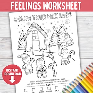 Feelings Emotions Gingerbread Coloring Page for Kids, Adult Teen Winter ...