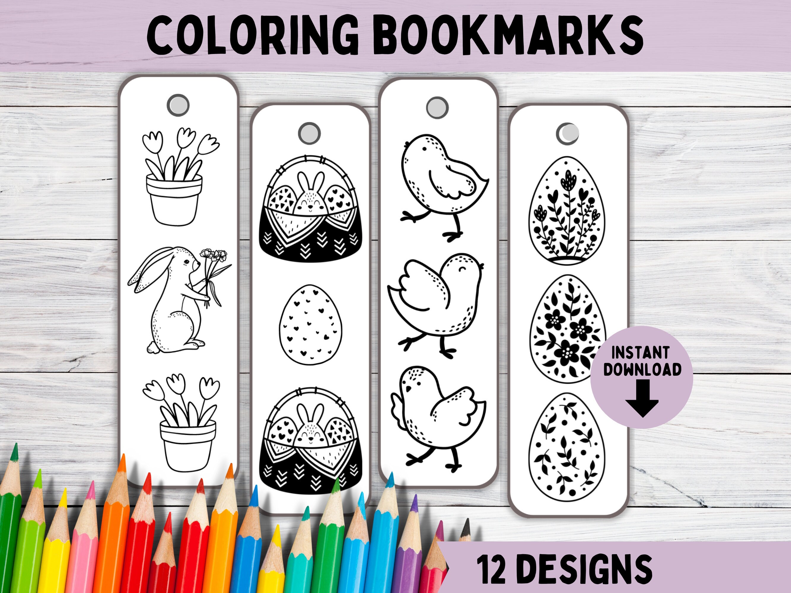 Easter Coloring Bookmarks Printable Coloring Page for Kids Spring ...