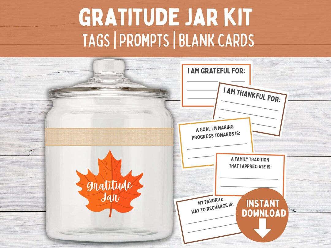 Gratitude Jar Kit Printable | Gratitude Journal | Thanksgiving Activity ...