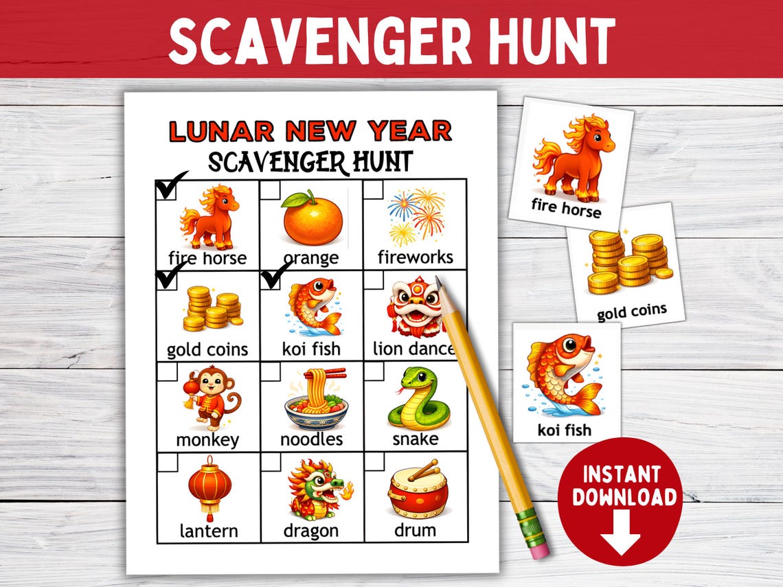 Cute Lunar New Year Scavenger Hunt Preschool Activities, Classroom ...