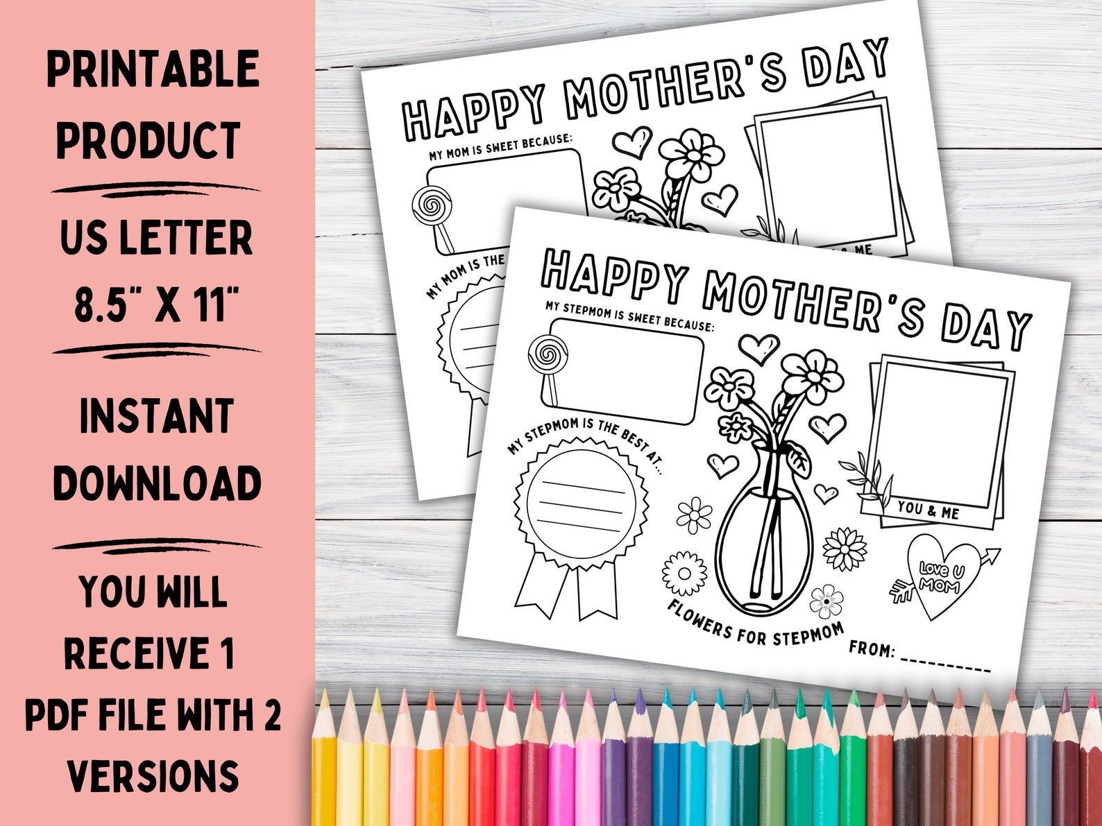 Mothers Day Coloring Placemat Printable | Mother's Day Coloring Page ...