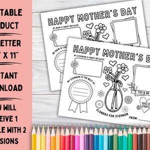Mothers Day Coloring Placemat Printable | Mother's Day Coloring Page ...