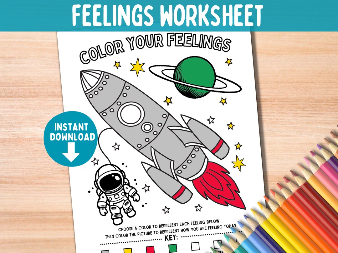 Feelings Emotions Coloring Page for Kids | Art Play Therapy Worksheet ...