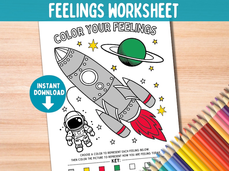 Feelings Emotions Coloring Page for Kids | Art Play Therapy Worksheet ...