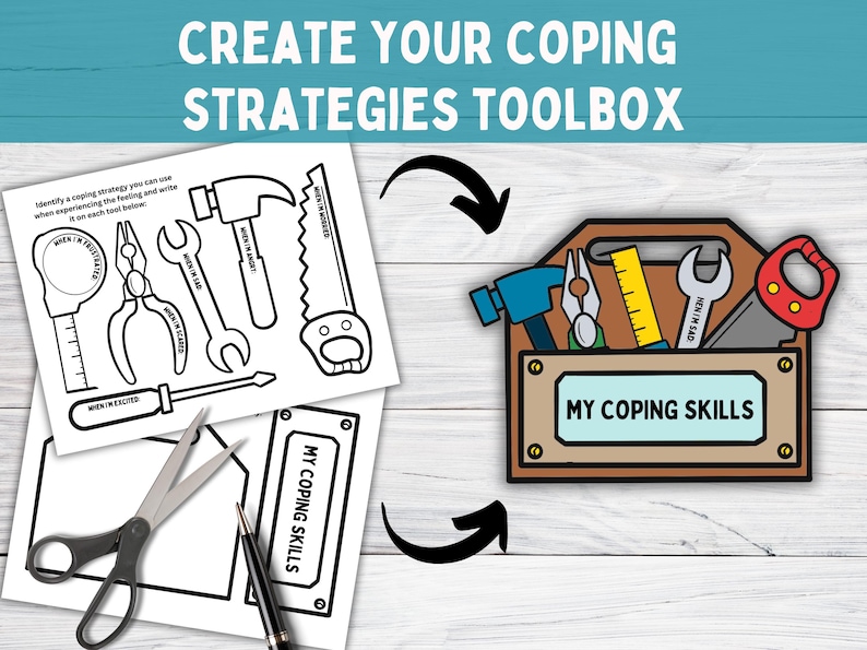 Coping Skills Toolbox Worksheet for Kids, Art Play Therapy Coloring ...