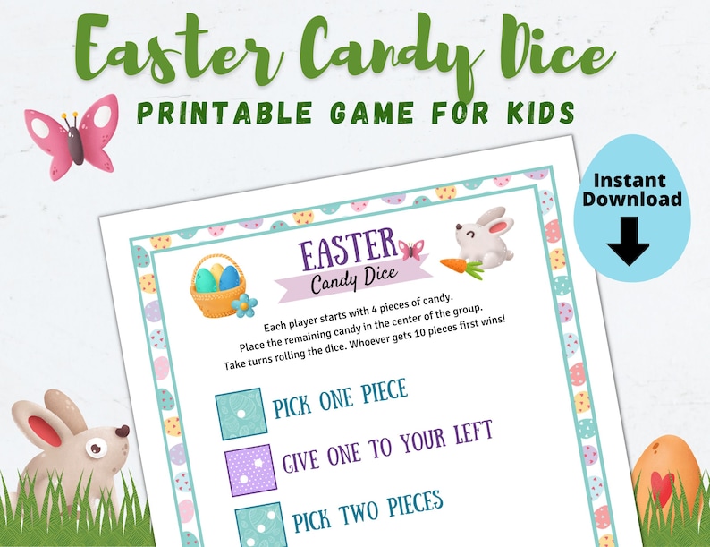 Easter Candy Dice Party Game Printable Easter Game for Kids - Etsy
