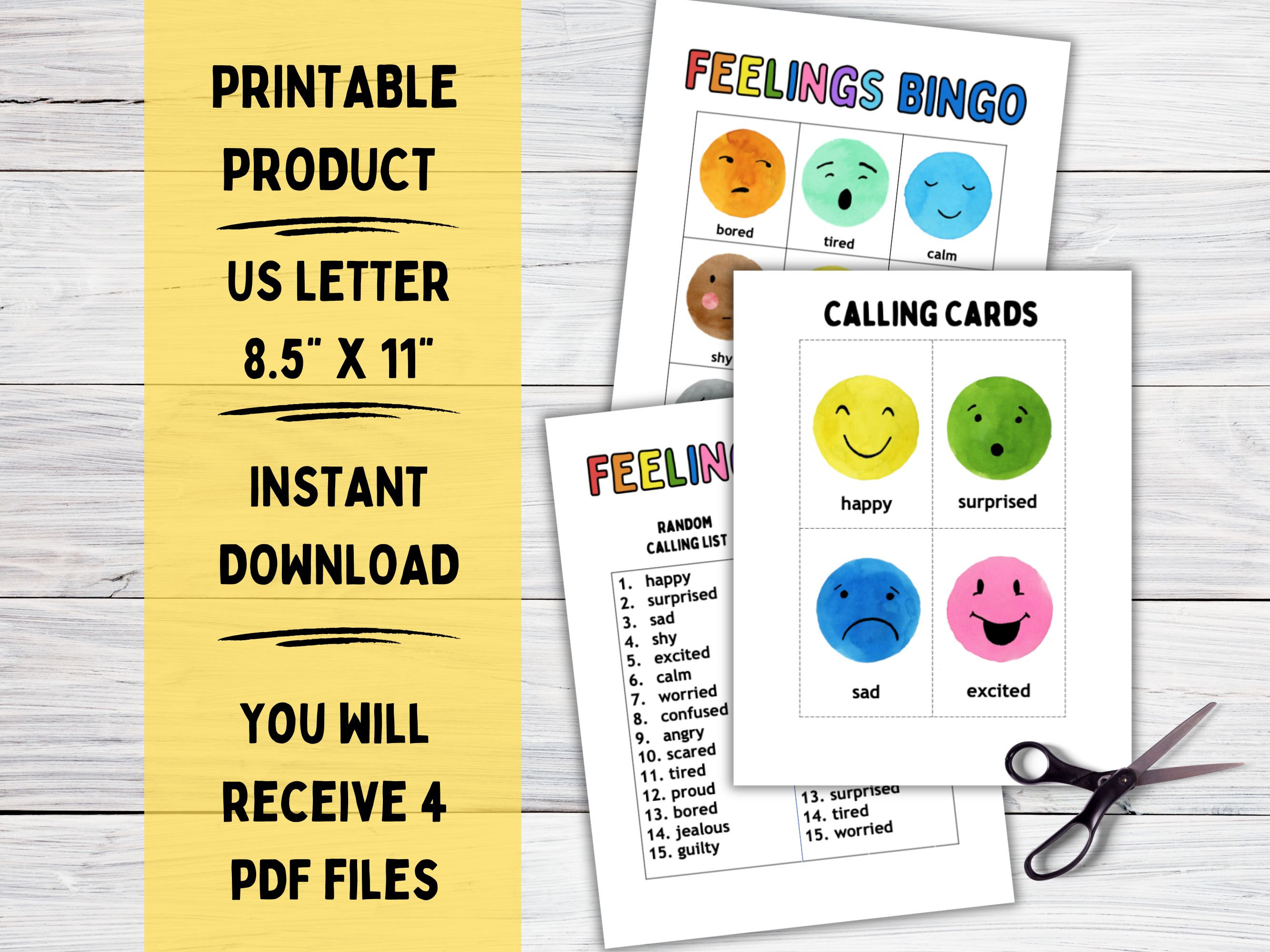 Emotions BINGO Card Preschool Activities | Feelings Printable Classroom ...