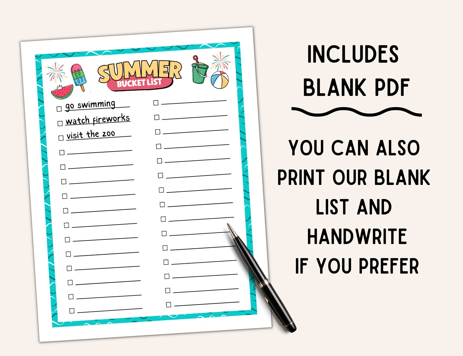 Summer Family Bucket List | Fillable Summer Checklist Template | Summer ...