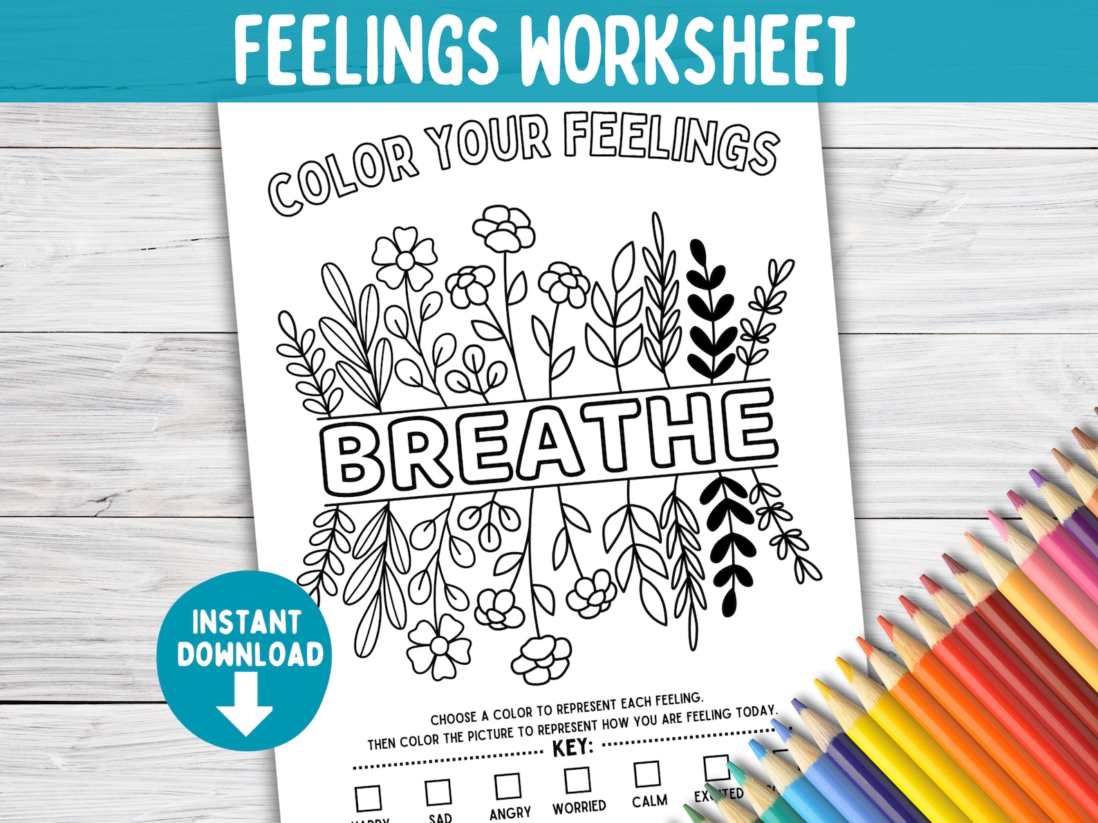 Feelings Emotions Coloring Page for Kids Teens and Adults | Therapy ...