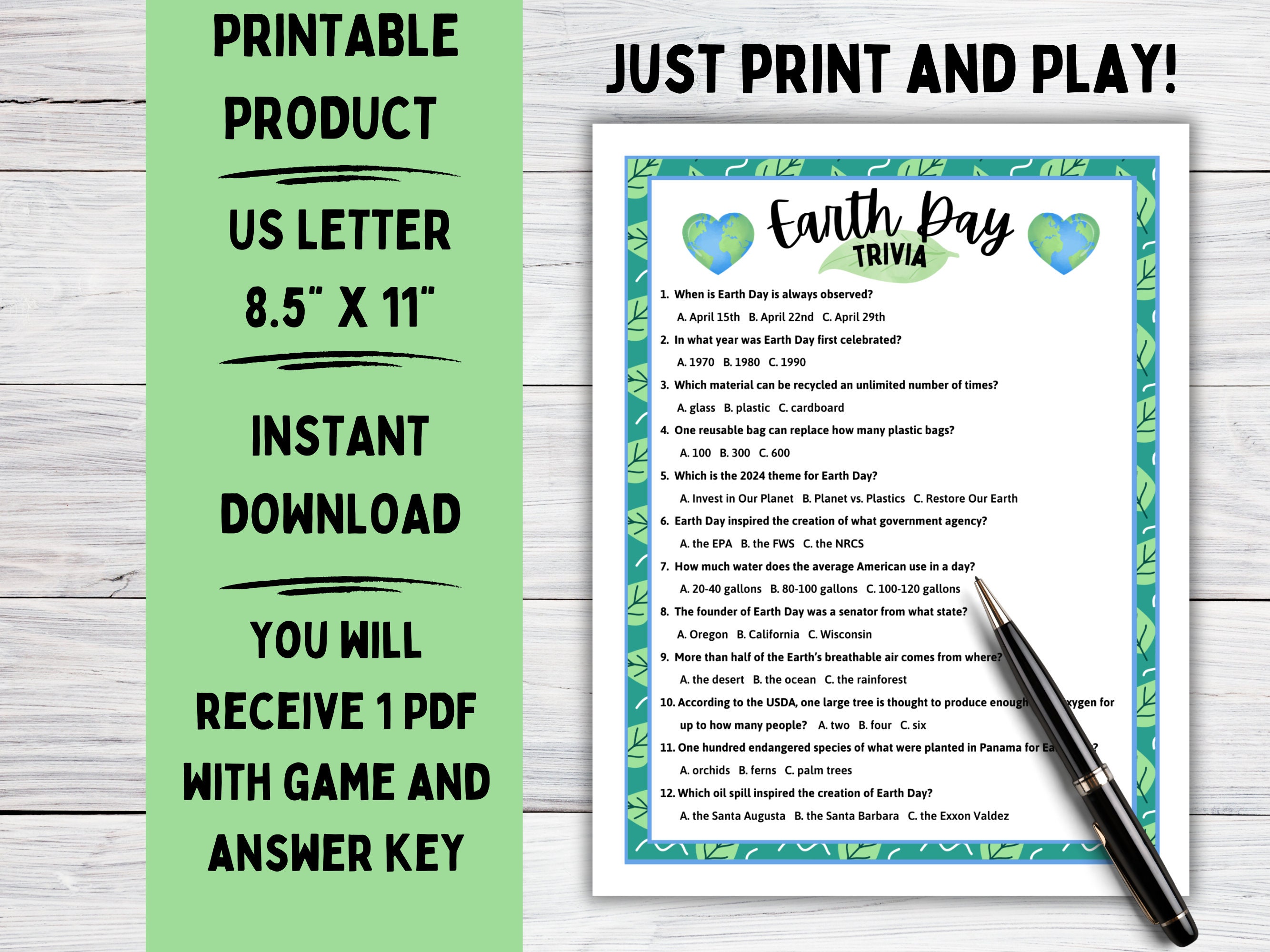 Earth Day Trivia Game | Printable Earth Day Trivia Questions Quiz ...