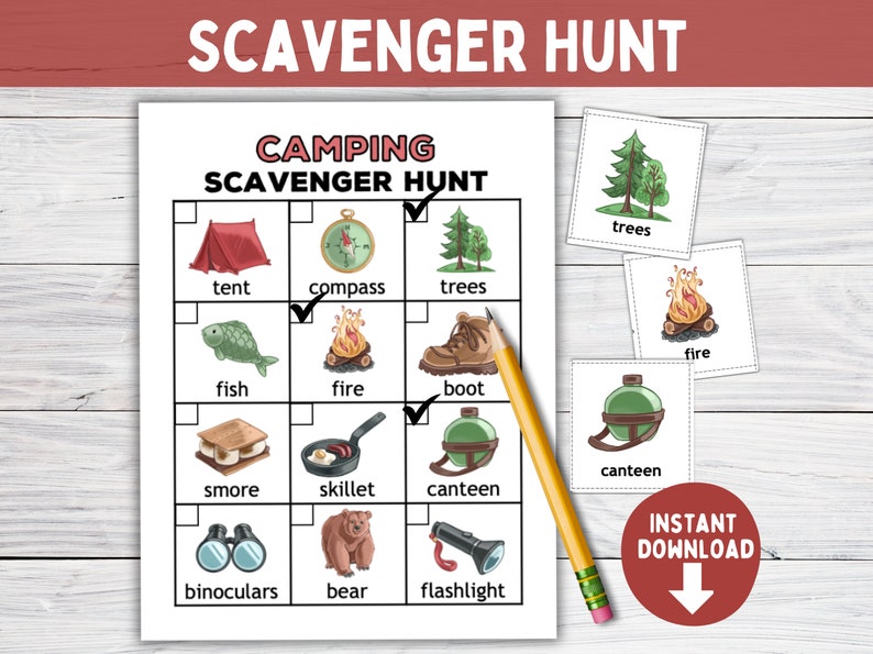 Camping Scavenger Hunt Preschool Activities | Toddler Summer Activity ...