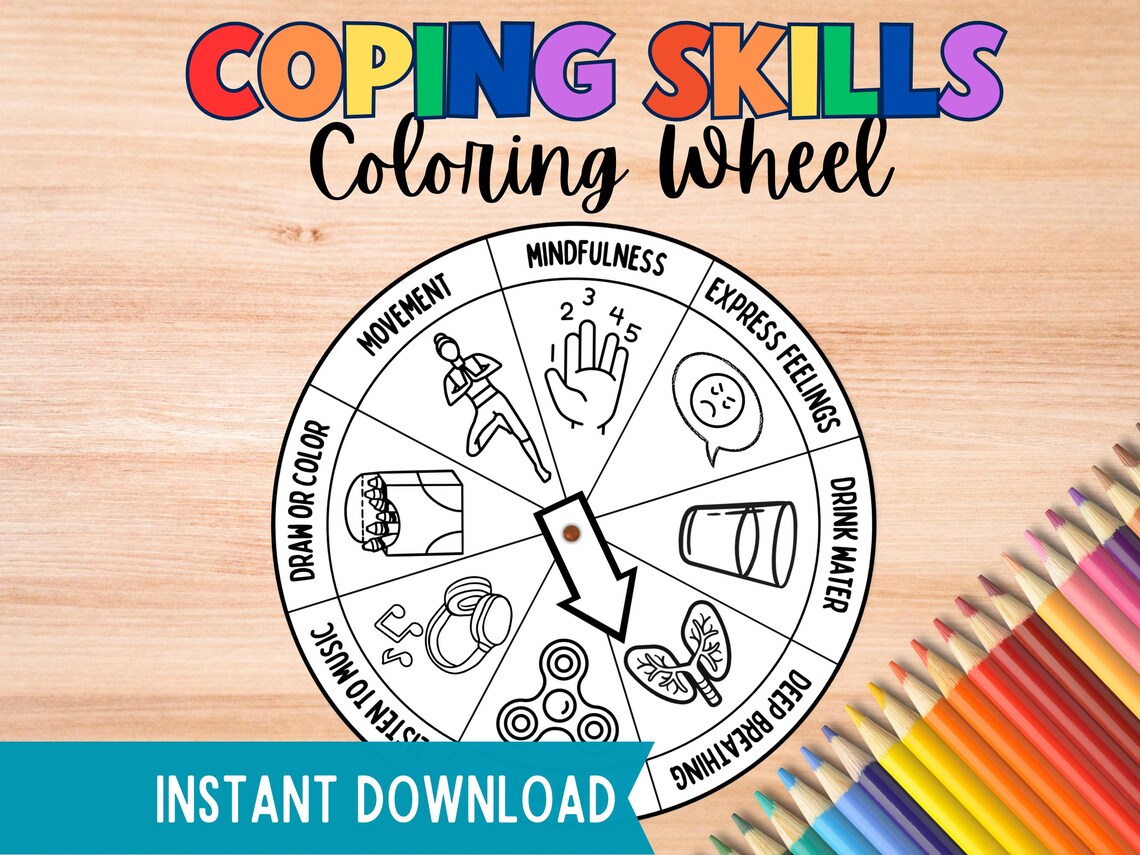 Coping Skills Wheel Coloring Craft for Kids | Emotional Regulation ...