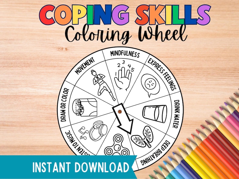Coping Skills Wheel Coloring Craft for Kids | Emotional Regulation ...