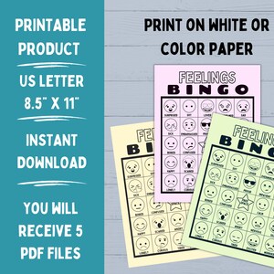 Emotions Feelings BINGO Game for Kids and Teens | Printable Emoji Bingo ...