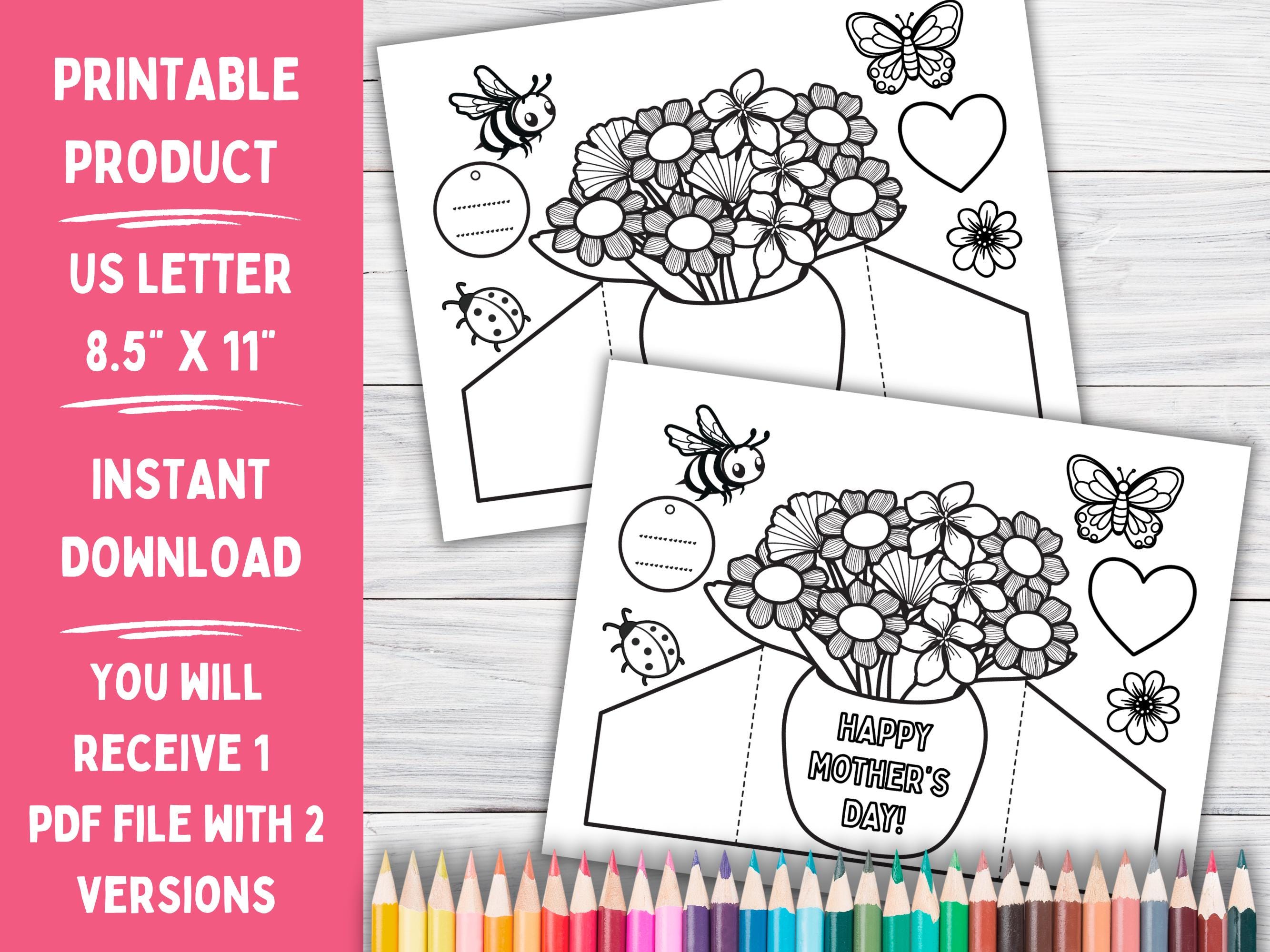 Mothers Day Coloring Card Printable | Mother's Day Craft for Kids ...