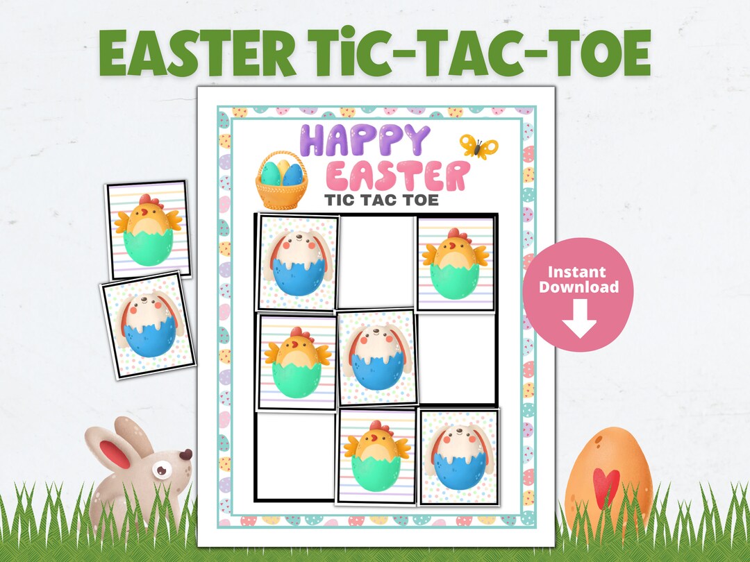Easter Tic Tac Toe Game for Kids | Printable Tic-tac-toe | Easter Games ...