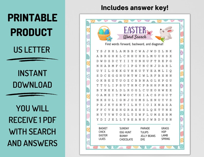 Easter Word Search Printable | Classroom Activity | Easter Word Games ...