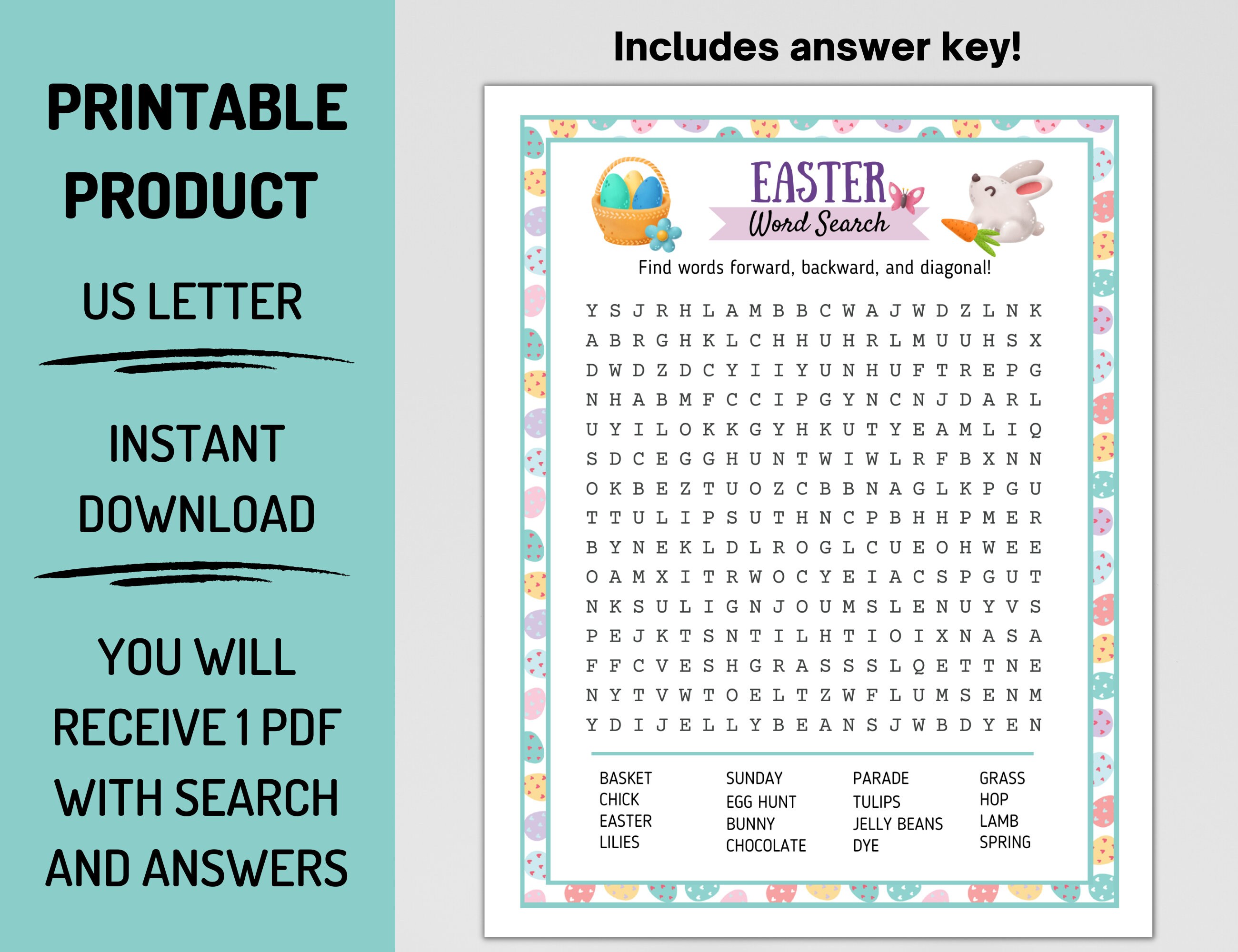Easter Word Search Printable | Classroom Activity | Easter Word Games ...