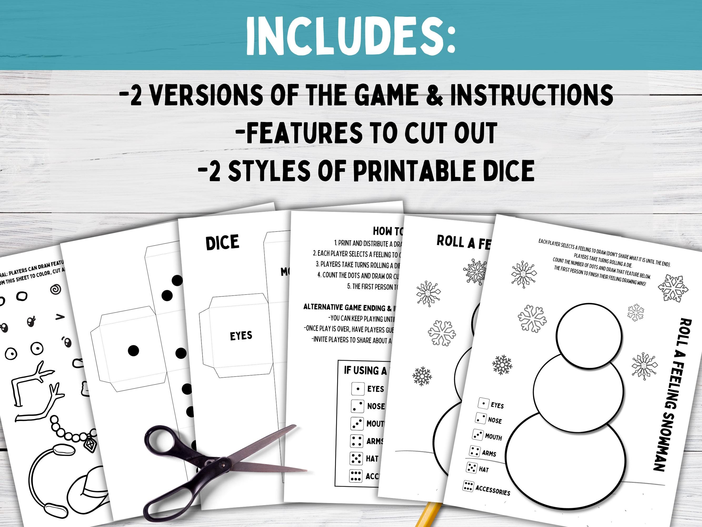 Snowman Feelings Therapy Game for Kids, Dice Emotions Activity, Winter ...