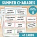 Summer Charades Game for Kids and Teens, Summer Camp Activities, Family ...