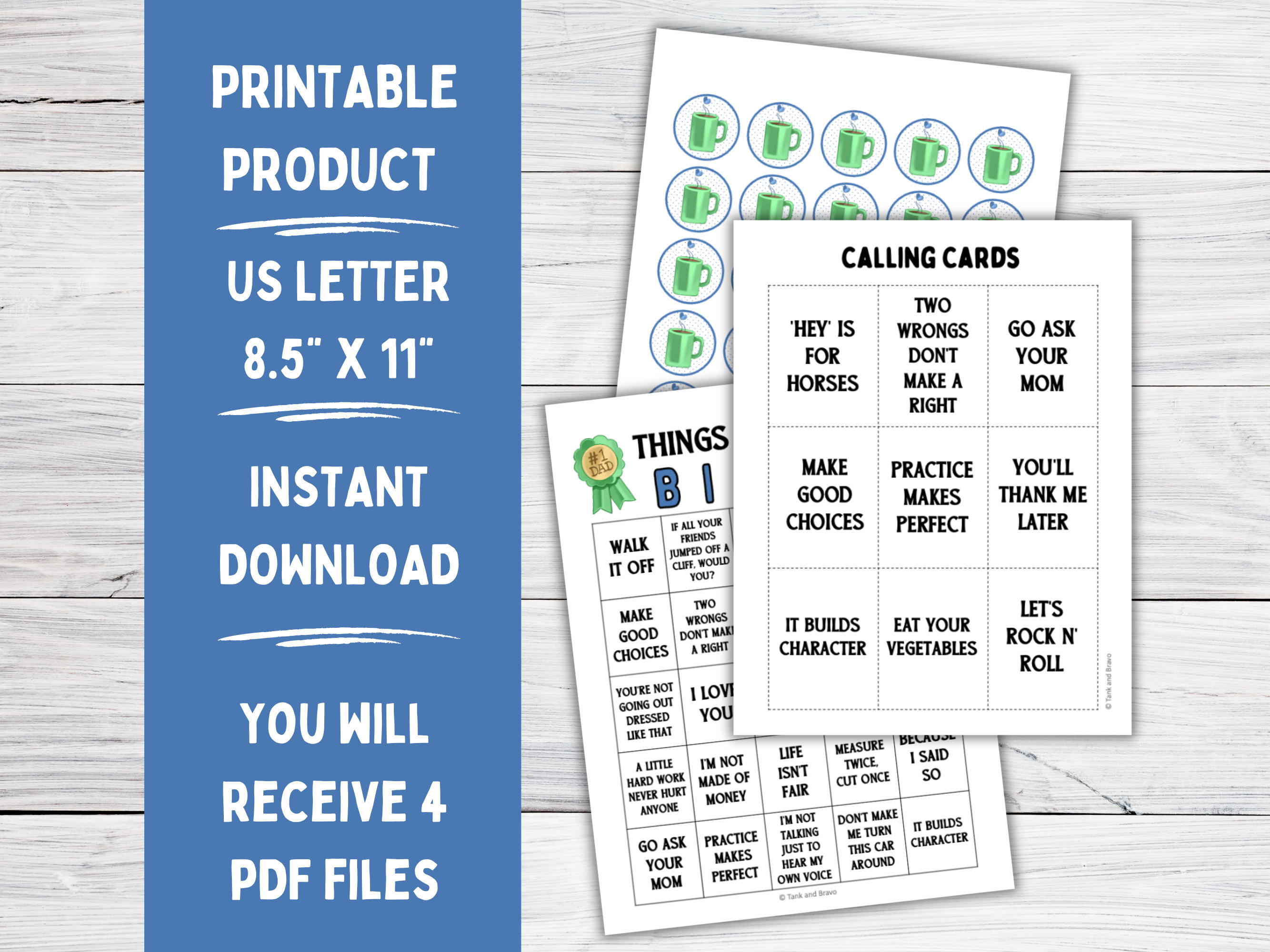 Fathers Day BINGO Card SET, 50 Cards & Markers, Printable Games for ...