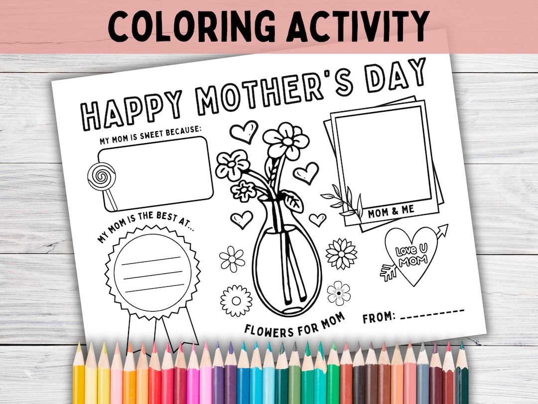 Mothers Day Coloring Placemat Printable | Mother's Day Coloring Page ...