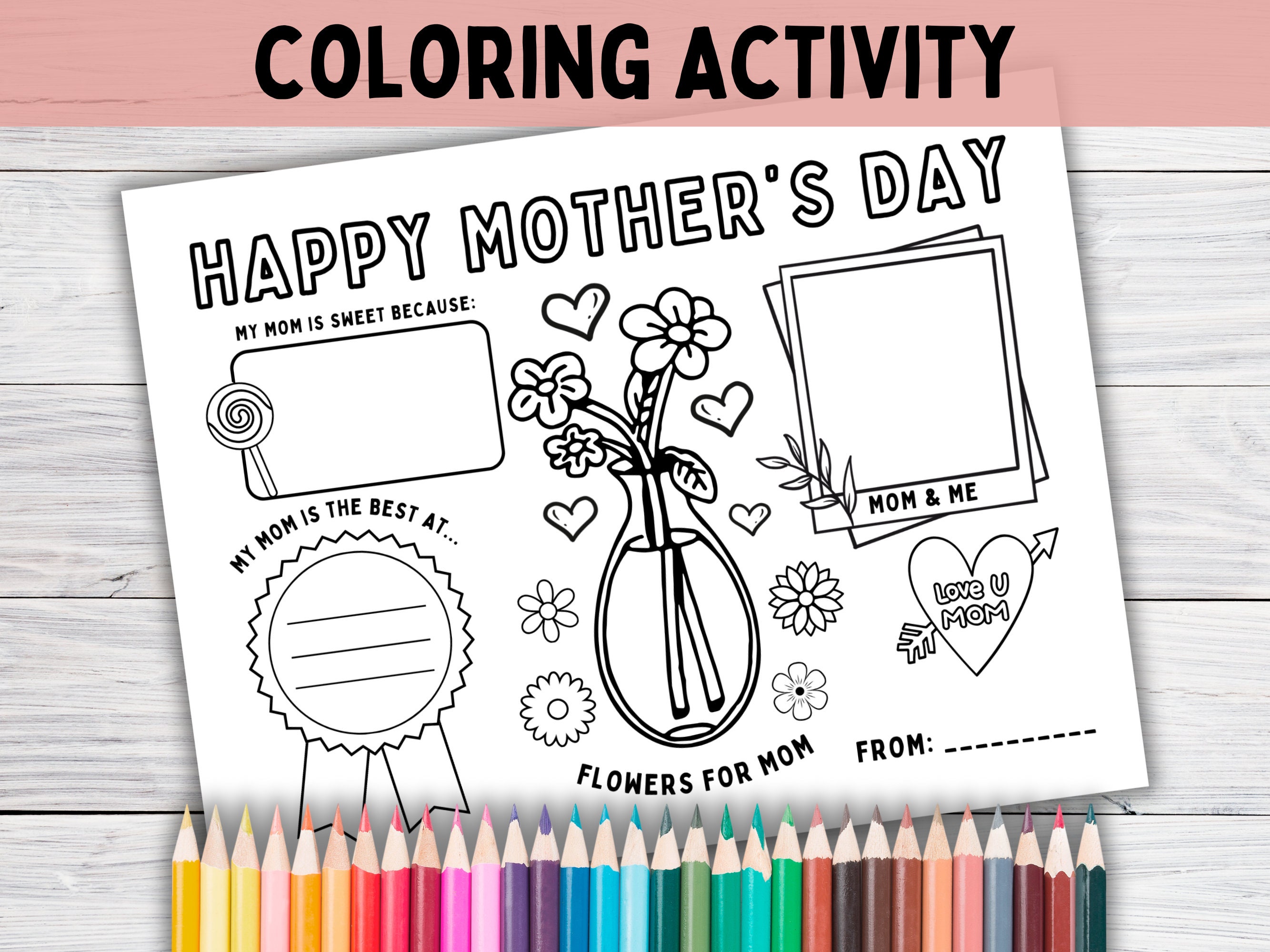 Mothers Day Coloring Placemat Printable | Mother's Day Coloring Page ...