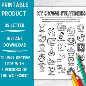 Coping Skills Worksheet for Kids | Art Play Therapy Coloring Sheet ...