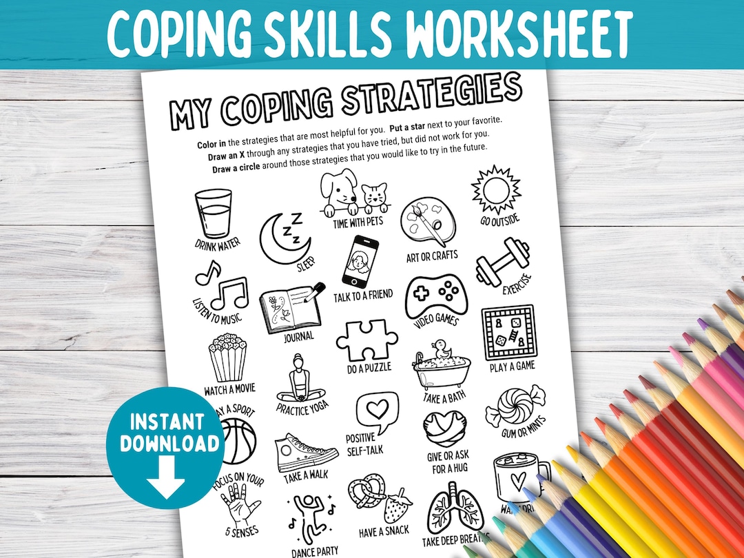 Coping Skills Worksheet for Kids | Art Play Therapy Coloring Sheet ...