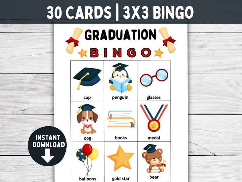 Graduation BINGO Card Preschool Activities, Kindergarten Grad Printable ...