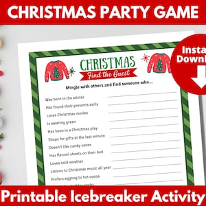 Christmas Find the Guest Icebreaker | Human Scavenger Hunt | Party Game ...