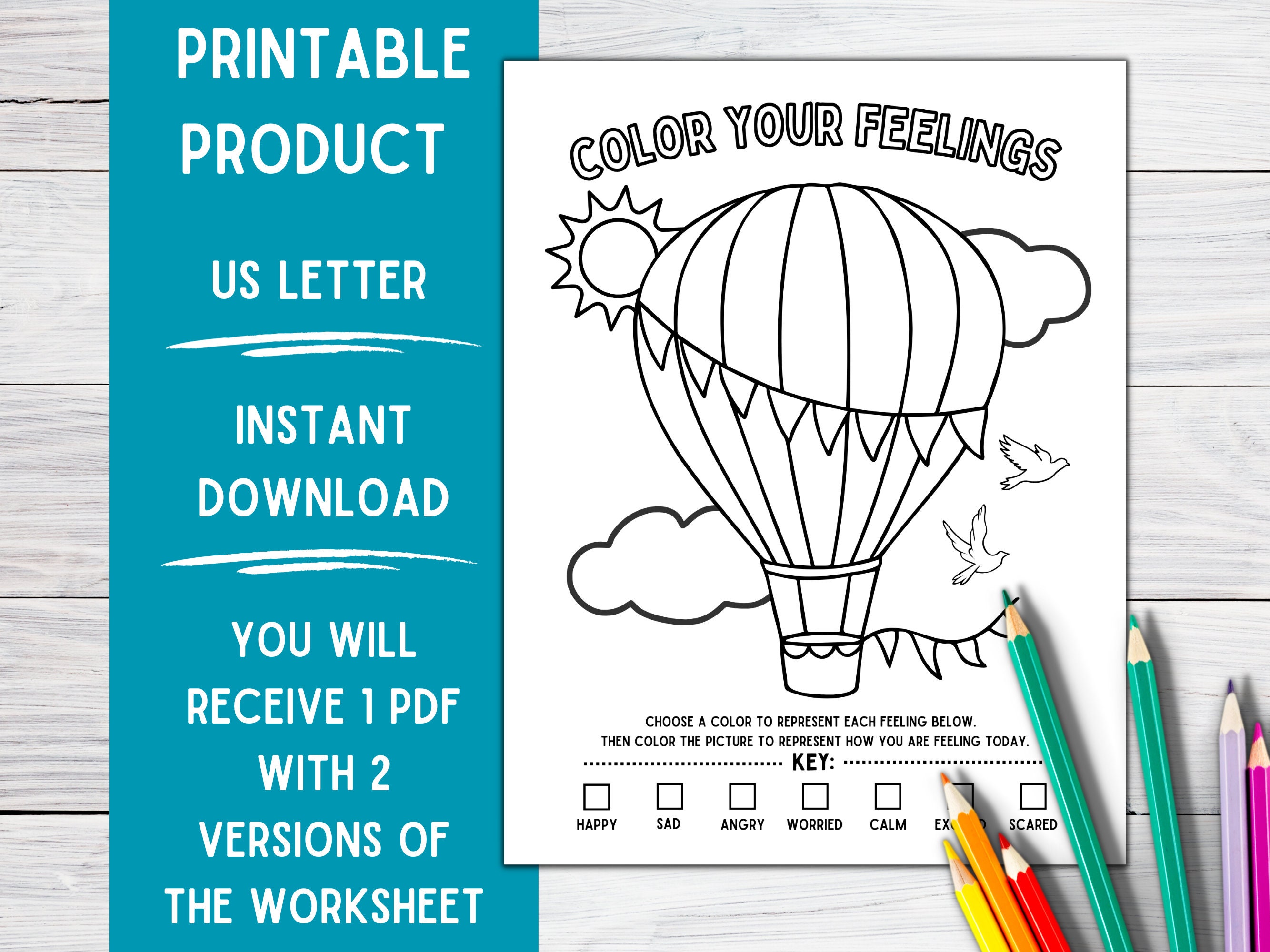 Feelings Coloring Page for Kids Emotions Check-in Therapy Worksheet ...