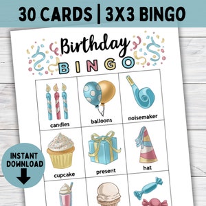 Birthday BINGO Card Preschool Activities | Birthday Party Game ...