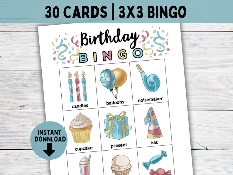 Birthday BINGO Card Preschool Activities | Birthday Party Game ...