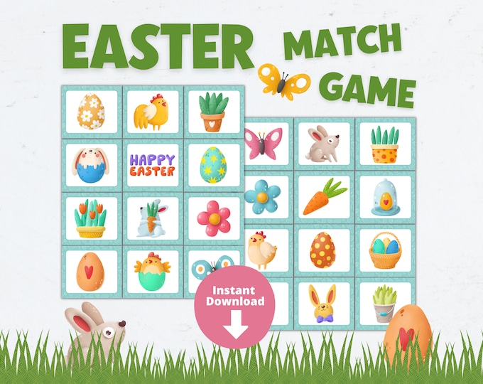 Memory Game Printable, Easter Game Printables, Matching Card Game ...