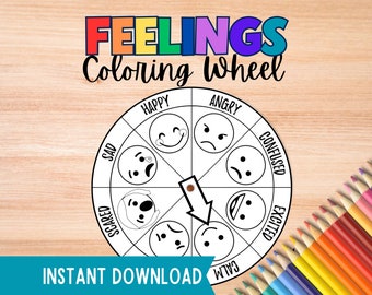 Feelings Wheel Coloring Craft for Kids | Wheel of Emotions Chart ...